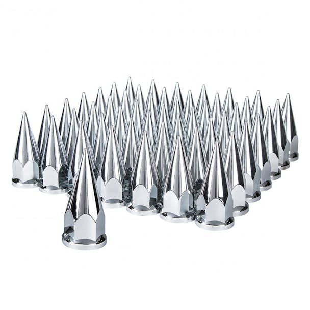 60 Pack of Chrome 33mm Super Spike Nut Covers - Raney's Truck Parts