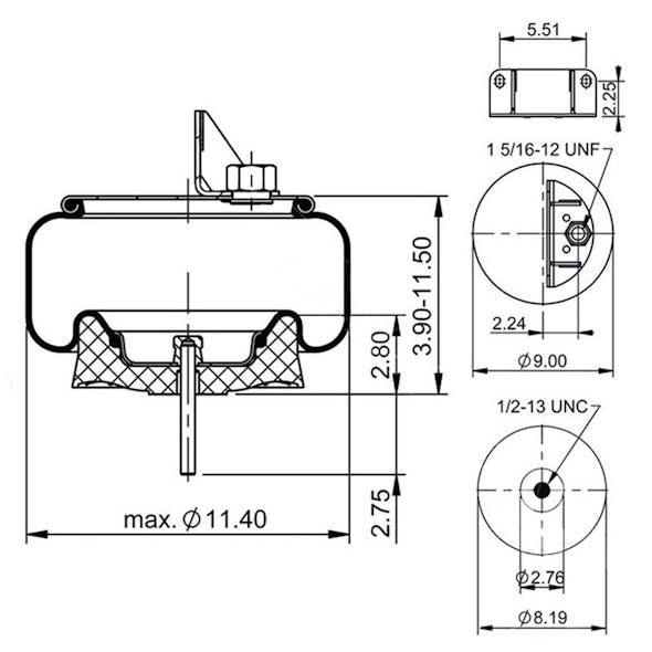Air Spring Rolling Lobe C28929 S28929 - Raney's Truck Parts