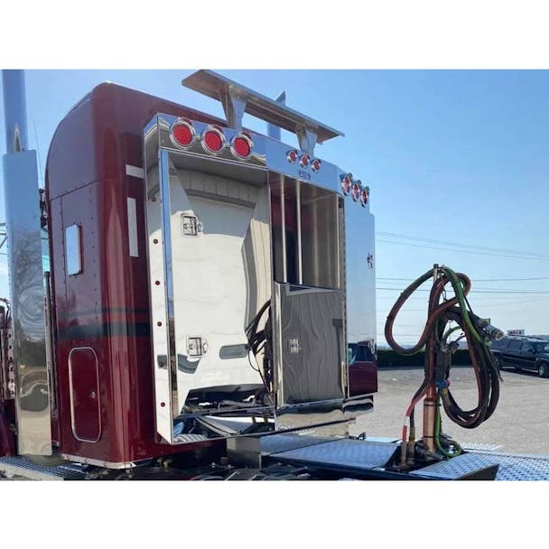 Semi-Truck Headache Rack | Enclosed Cabinets, Jail-Bar Window, & Accent ...